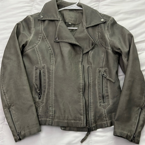 Jackets & Coats | Gray Leather Biker Jacket | Poshmark